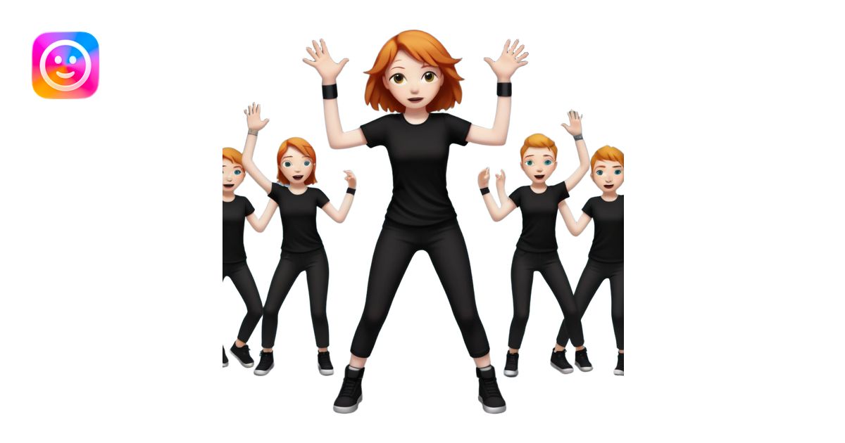 Ginger girl dancing at a rave. Full body, wearing dark colours give her ...
