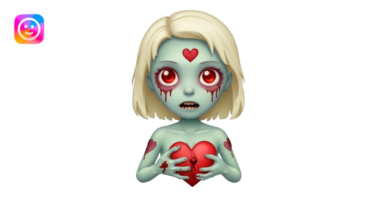 Cute zombie holding heart emoji | AI Emoji Generator