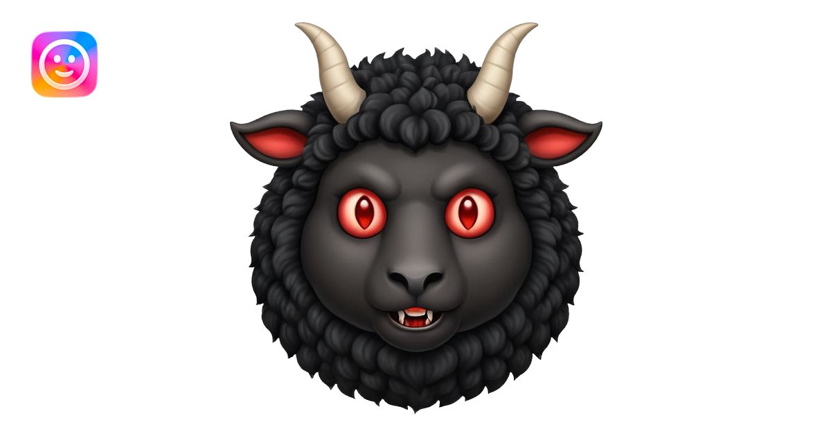 Black sheep with devil horns emoji | AI Emoji Generator