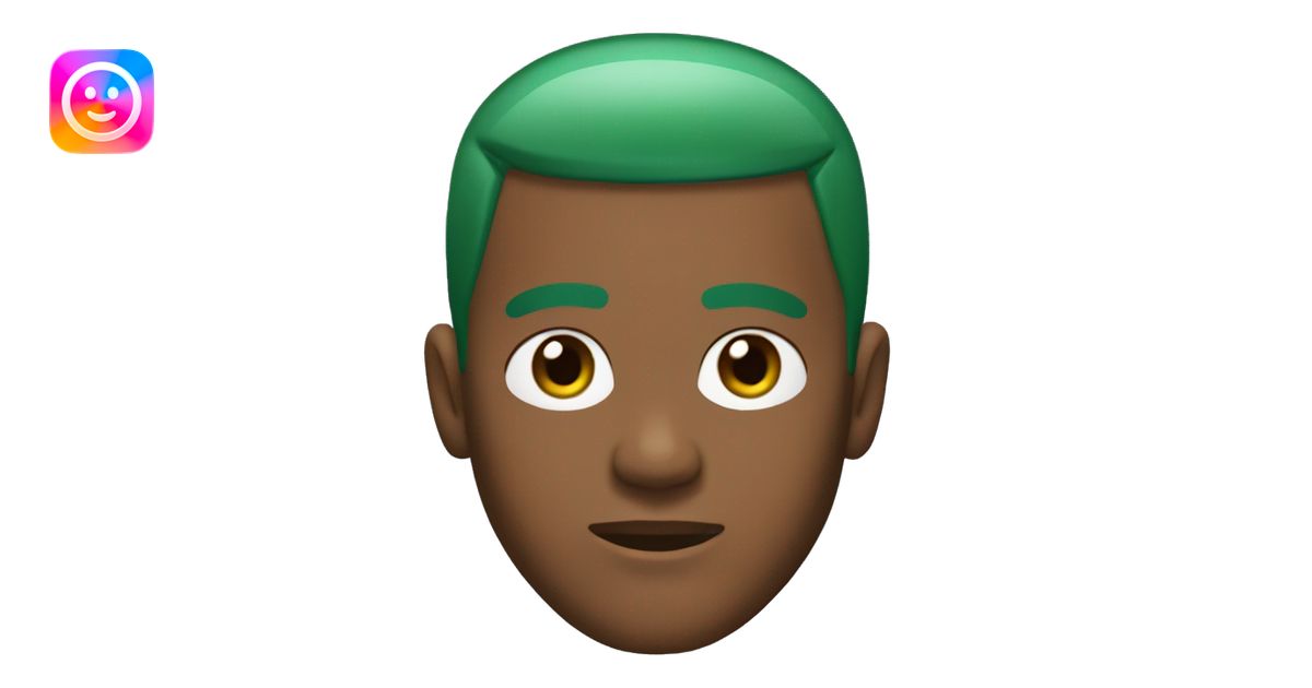 Frank Ocean with green hair and buzz cut emoji | AI Emoji Generator