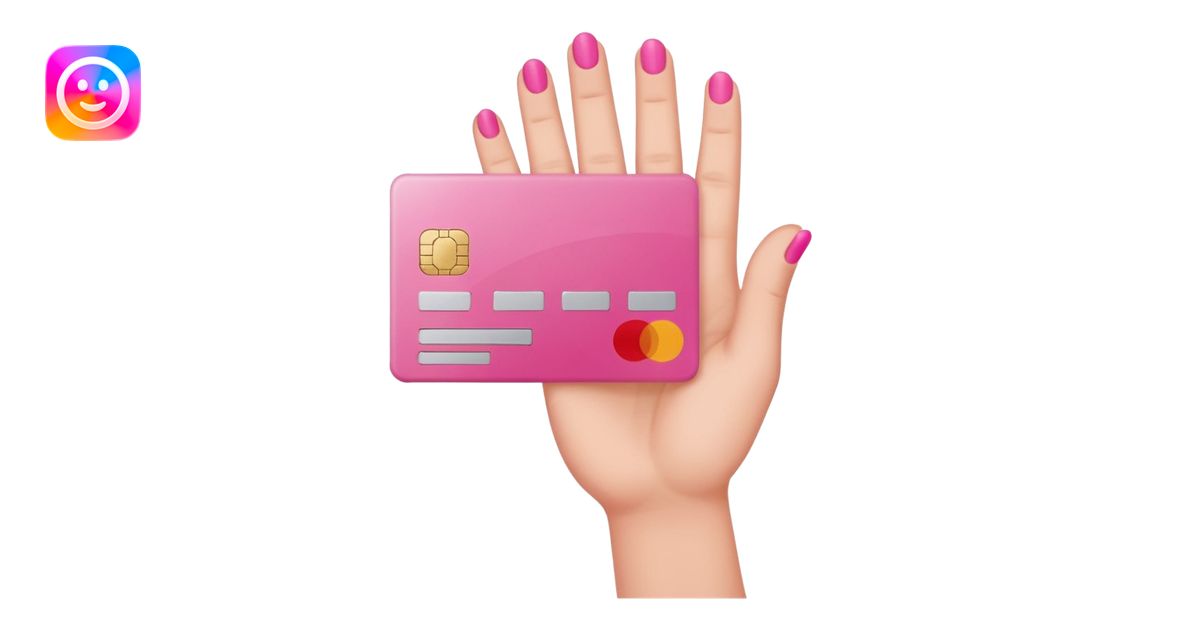 cree une main avec 5 doigts qui tien une carte de crédit 💳 rose emoji ...