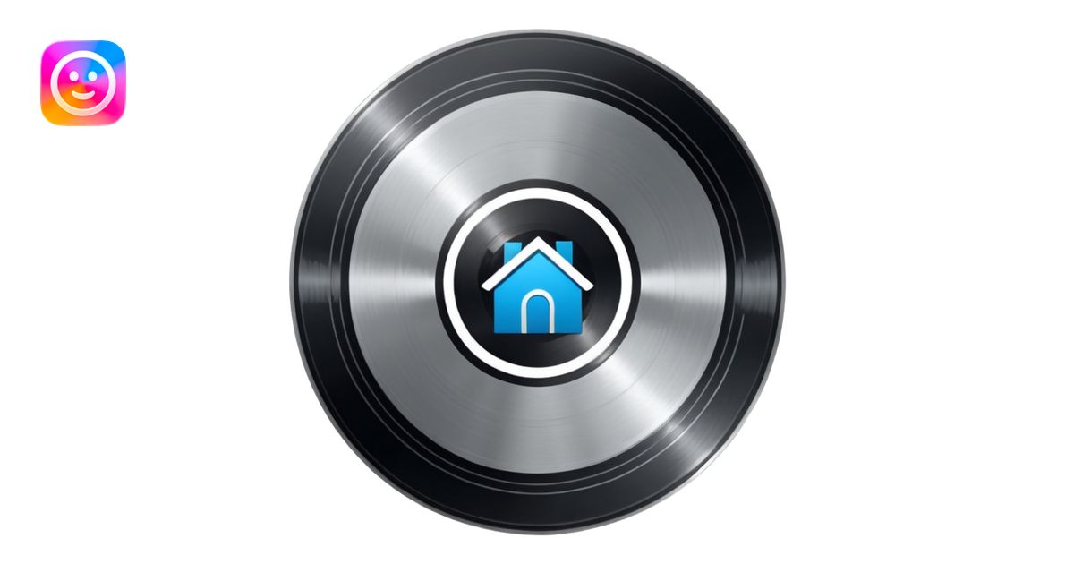 platinum vinyl with a house logo in the middle emoji | AI Emoji Generator