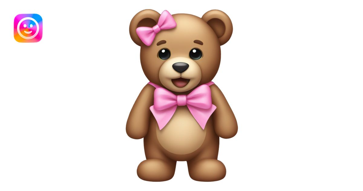 Teddy bear with pink bow emoji | AI Emoji Generator