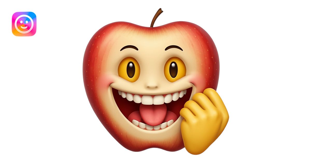 Apple IOS Smiley face with open mouth and teeth biting an arm like a ...