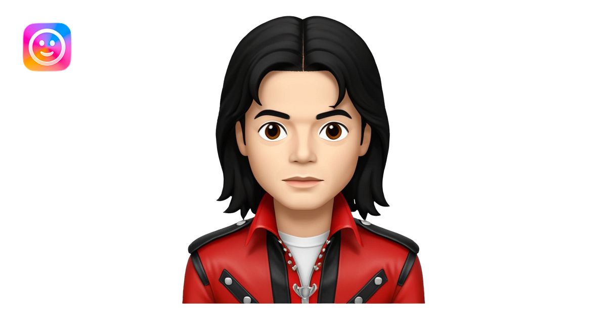 Michael Jackson light skin, long black hair, brown eyes, red and black ...