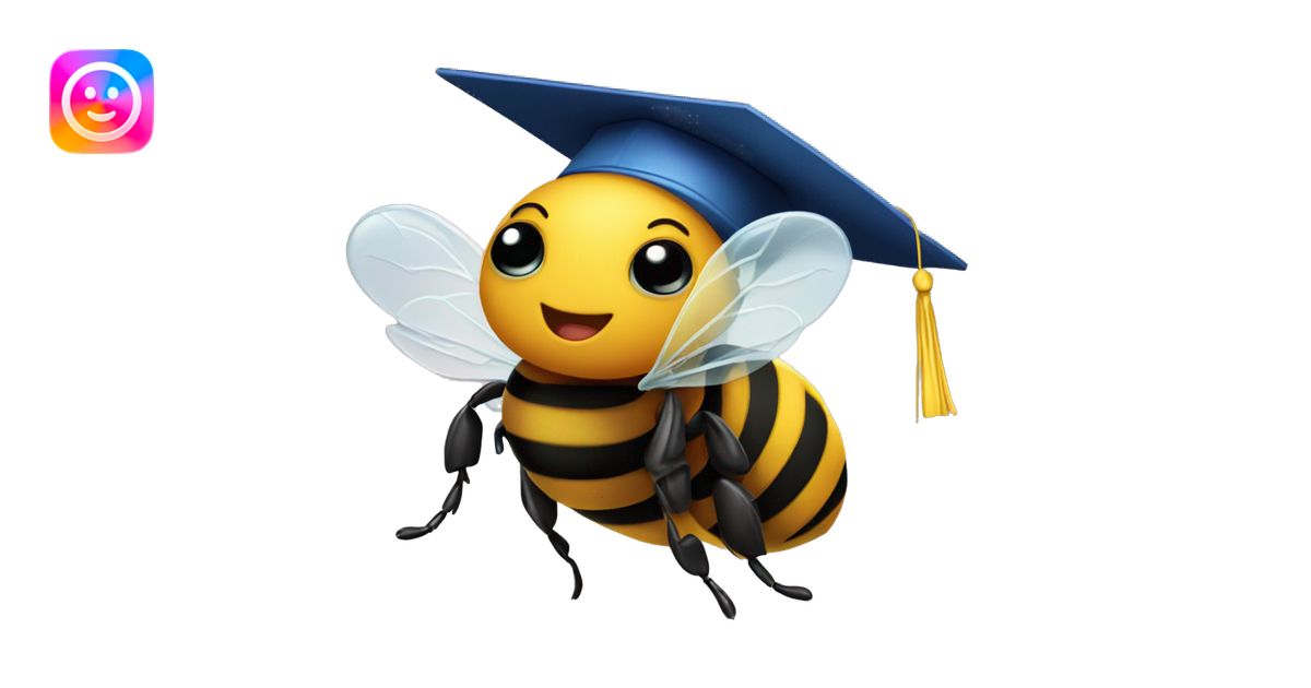 Bumble bee with a graduation cap emoji | AI Emoji Generator