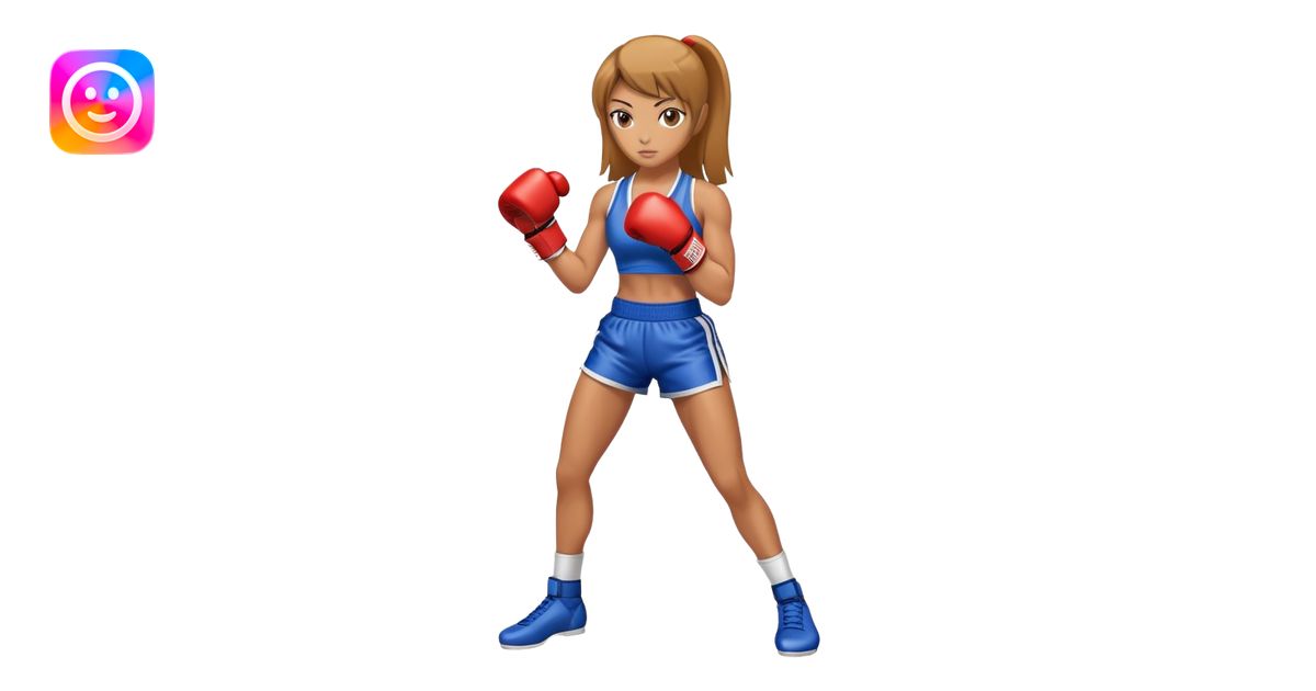 woman in kickboxing stance with boxing gloves emoji | AI Emoji Generator
