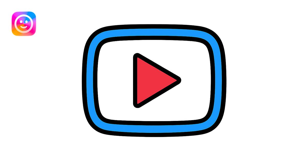 Design a modern YouTube logo with a blue outer border and white inner ...