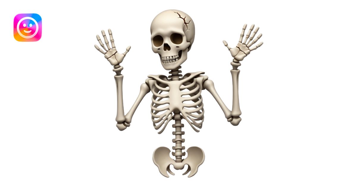 A reaction picture of a skeleton disintegrating emoji | AI Emoji Generator