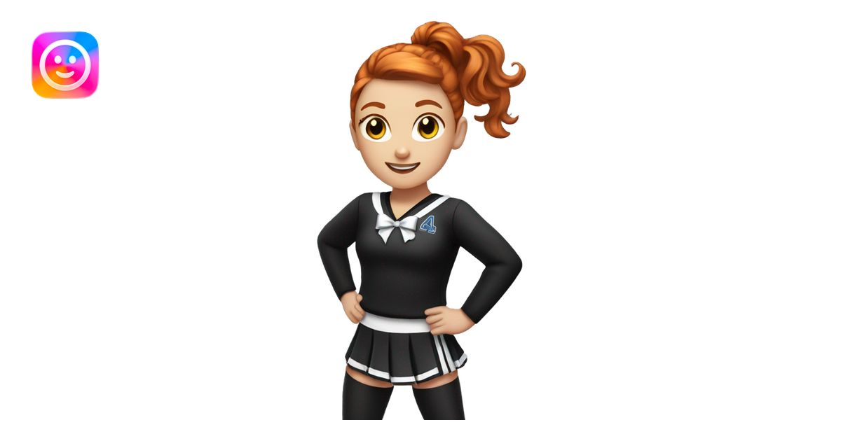 Redhead girl wearing black sparkly all star cheer uniform with a high ...