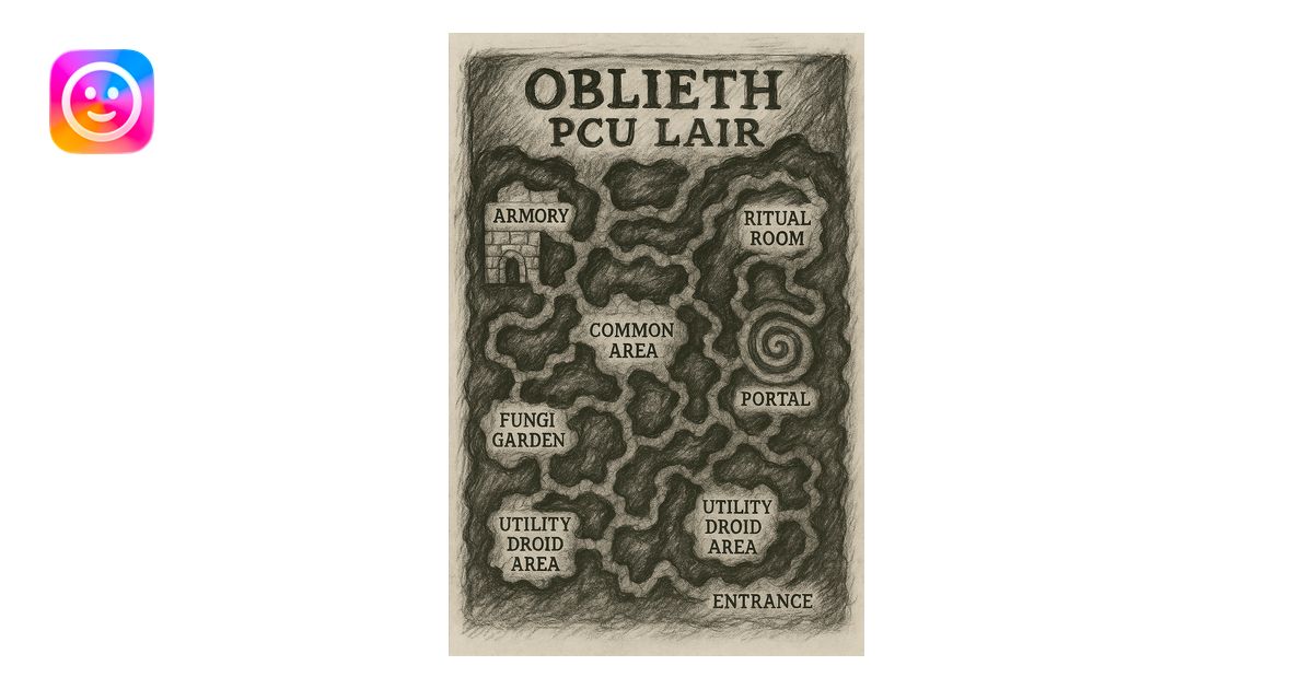 a hand drawn map of how to navigate the Oblieth cave system to find the ...