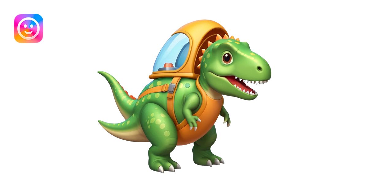 cute toy-like rocket-propelled dinosaur, rounded shapes, glossy texture ...