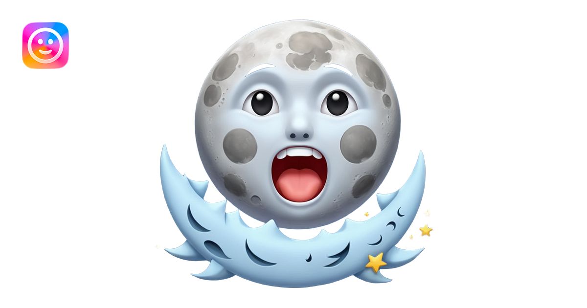 moon screaming silently while stars scatter emoji | AI Emoji Generator