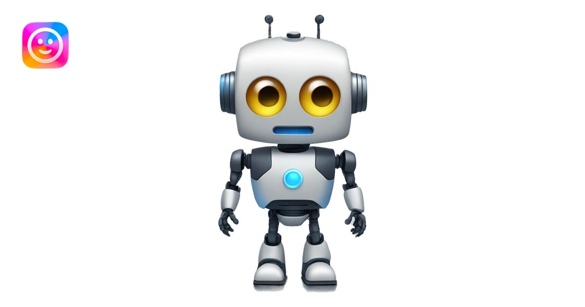 Robot with laser eyes and a blue W on its chest. emoji | AI Emoji Generator