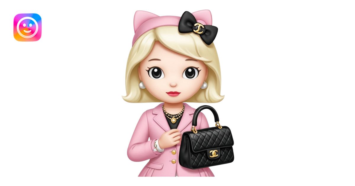 Hello Kitty wears in Chanel with a black bag Timeles emoji | AI Emoji ...