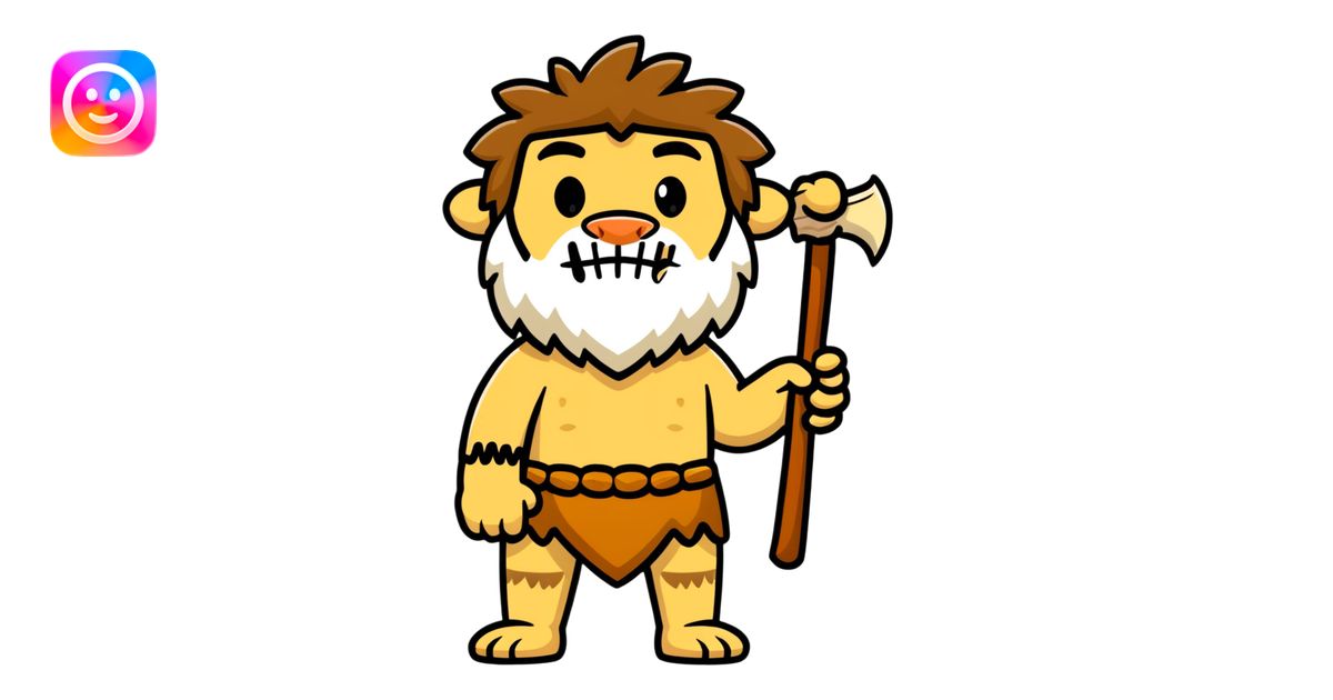 caveman with a bone club and animal fur image | AI Emoji Generator