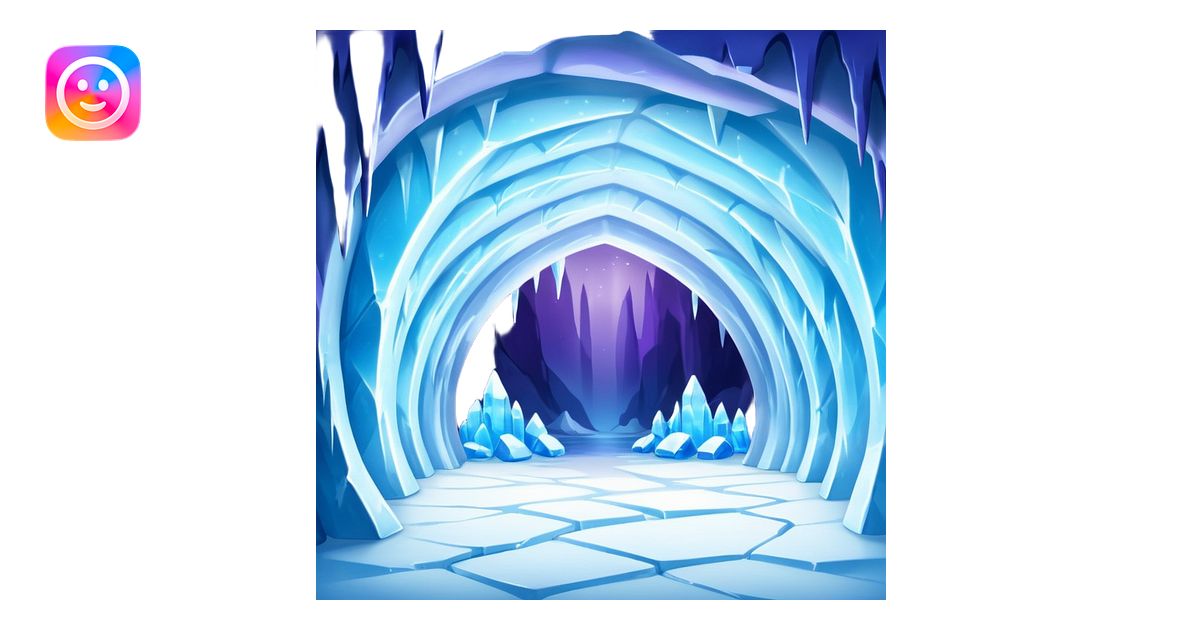 A breathtaking ice cave glowing with blue light, featuring smooth ...