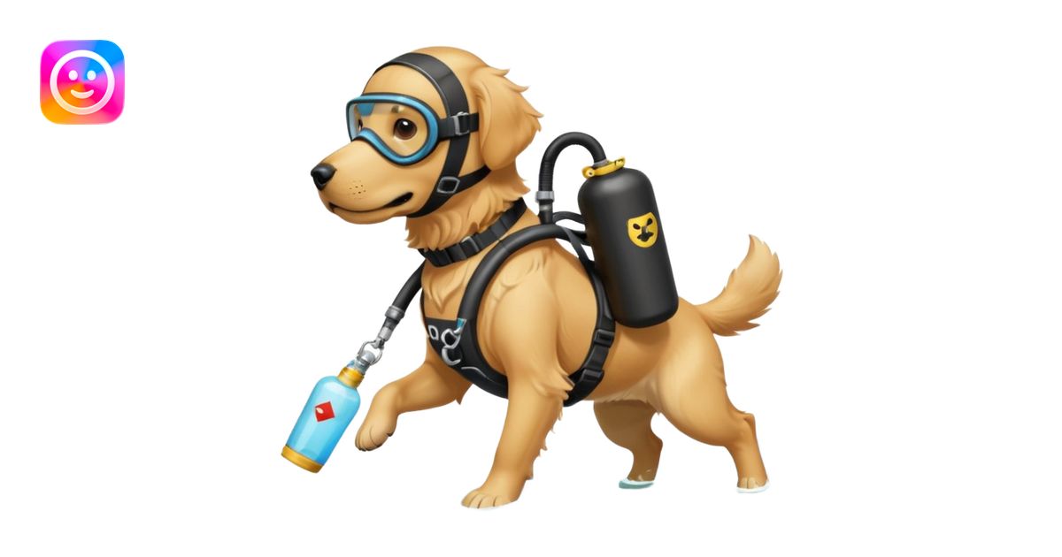 dog wearing scuba gear dive into the sea with diver mask and oxygen ...