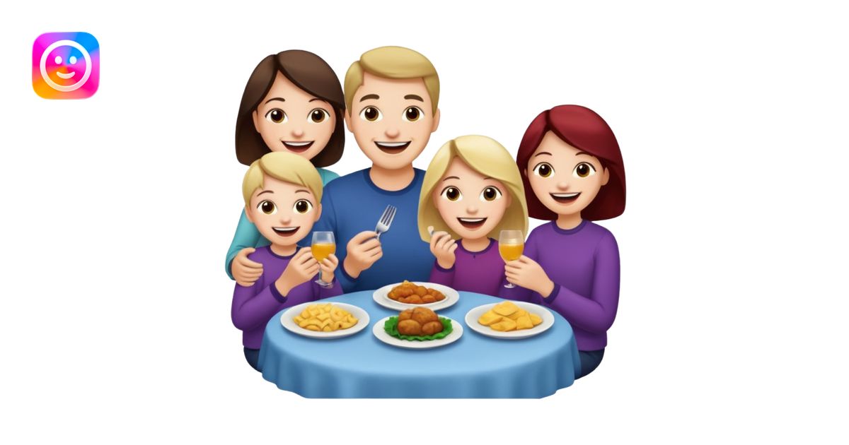 light family having dinner emoji | AI Emoji Generator