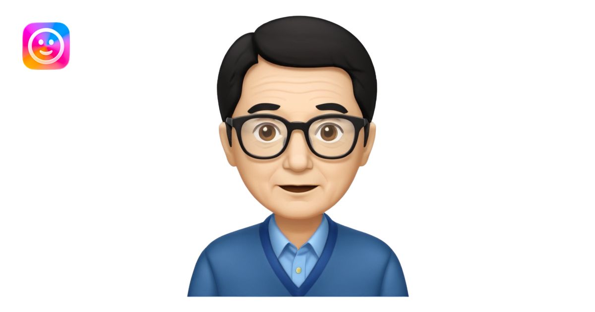 Un locutor de radio,edad avanzada, pelo negro, con gafas, emoji | AI ...