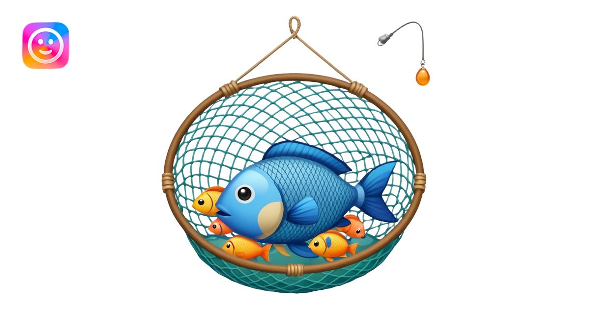 a fishing net filled with tropical fish emoji | AI Emoji Generator