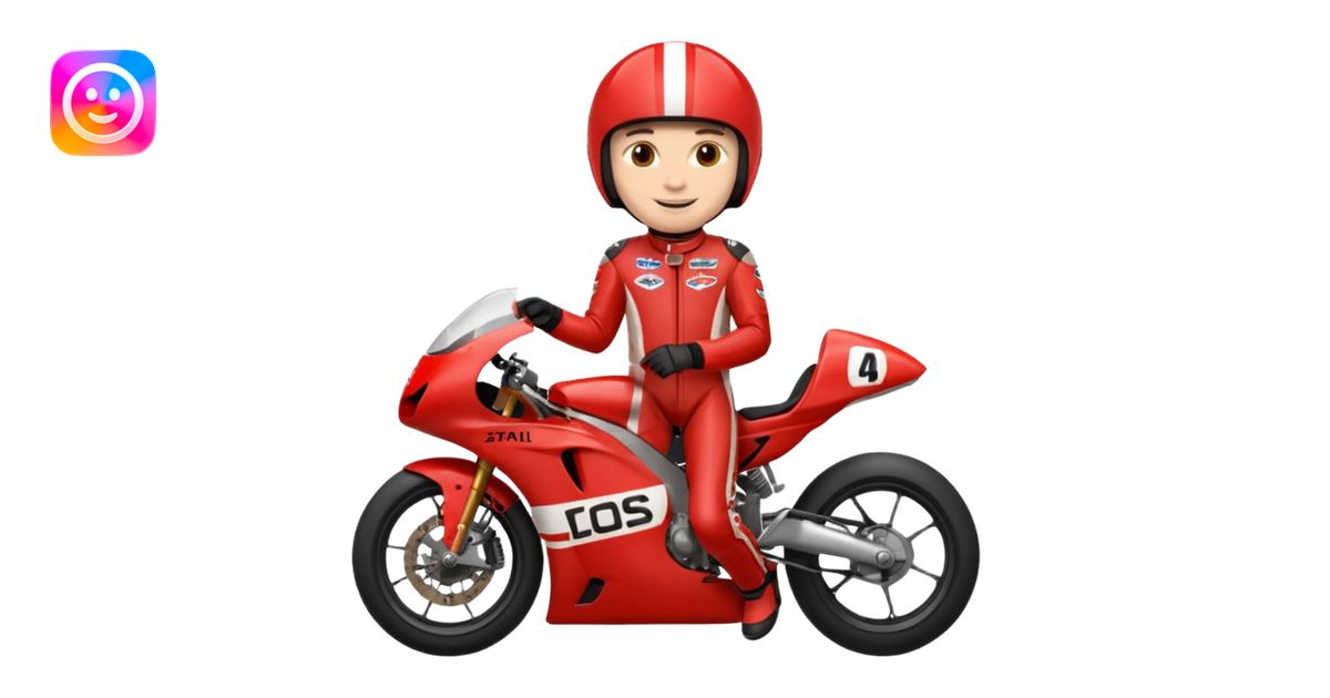 red motorcycle racer with out helmet emoji | AI Emoji Generator