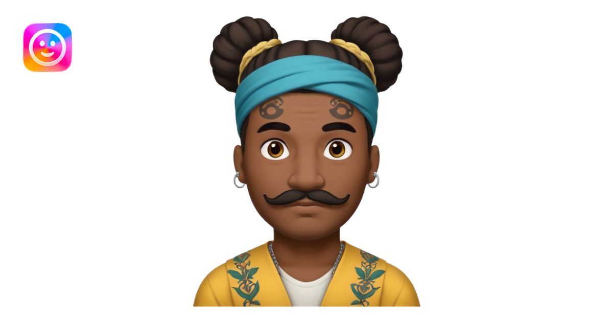 single big bun hair man and mustache and face tattoos very heavy and ...