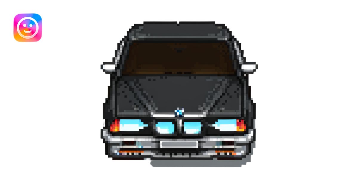 BMW car with kidney grille in Minecraft style illustration | AI Emoji ...
