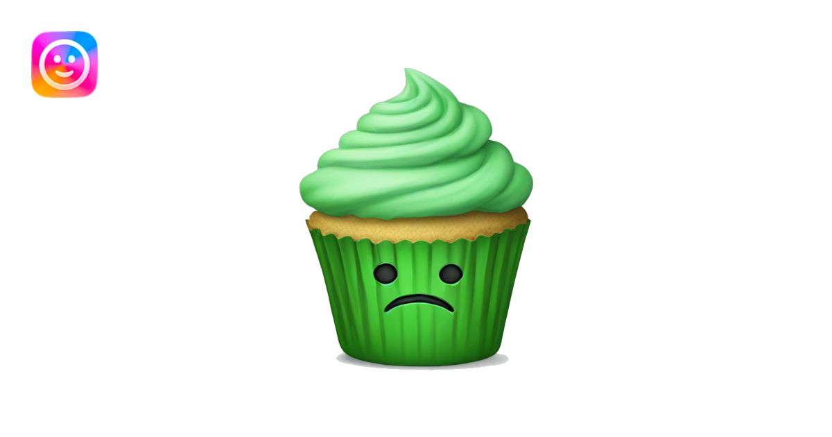 Sad green cupcake emoji | AI Emoji Generator