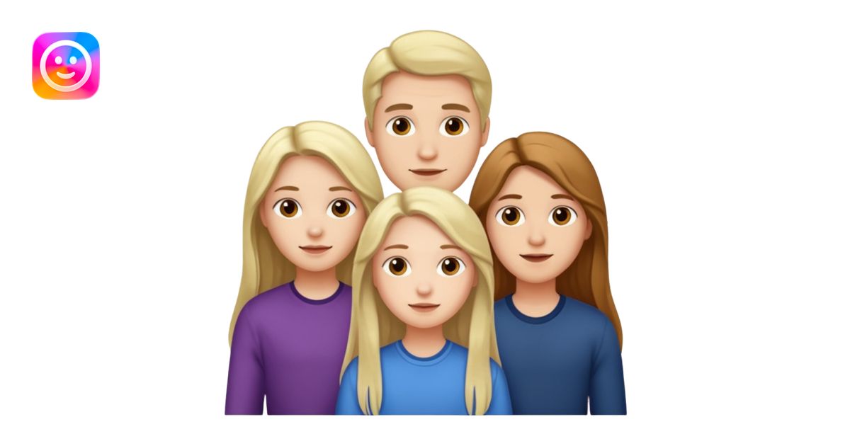 three friends, a man and two girls with long hair emoji | AI Emoji ...