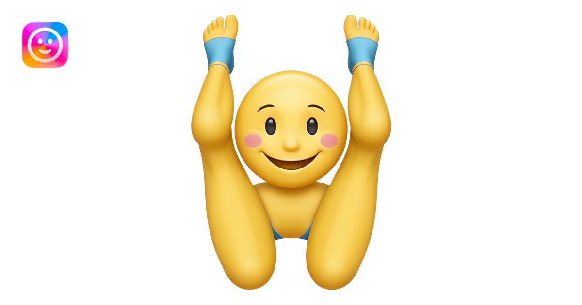 A smiley face between two legs looking up emoji | AI Emoji Generator