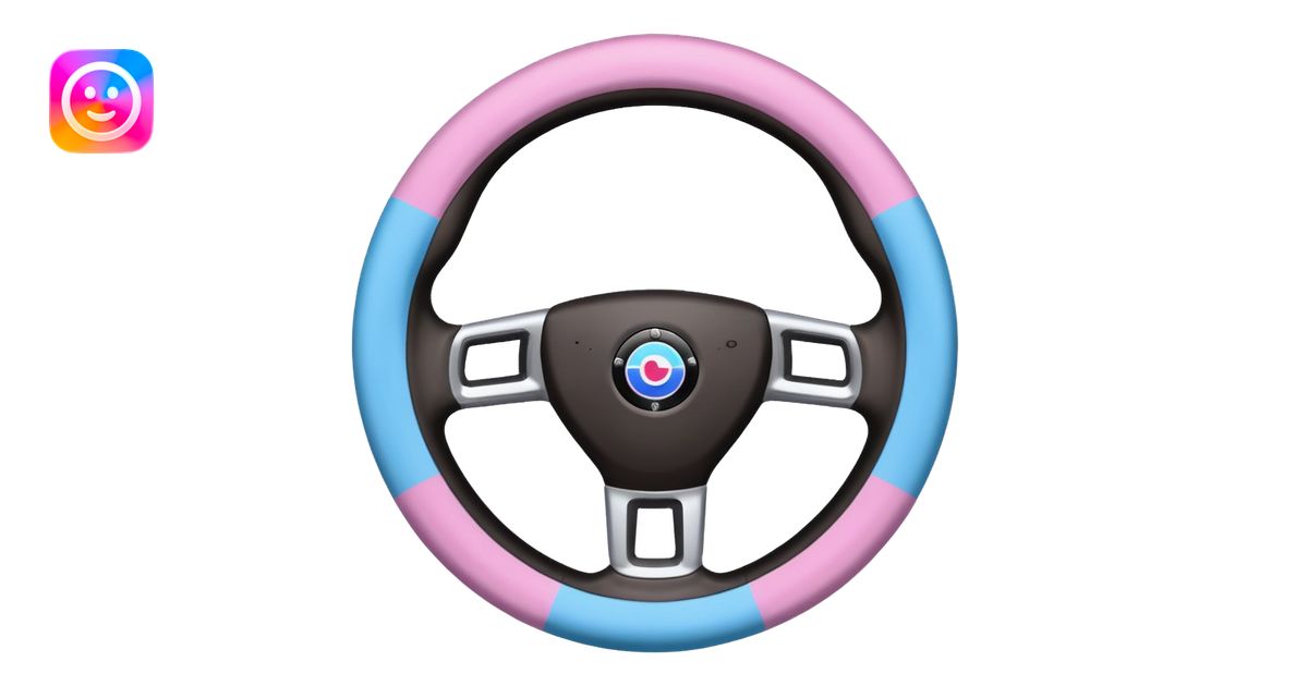 steering wheel with transgender pride flag colors and strifes , fluffy ...