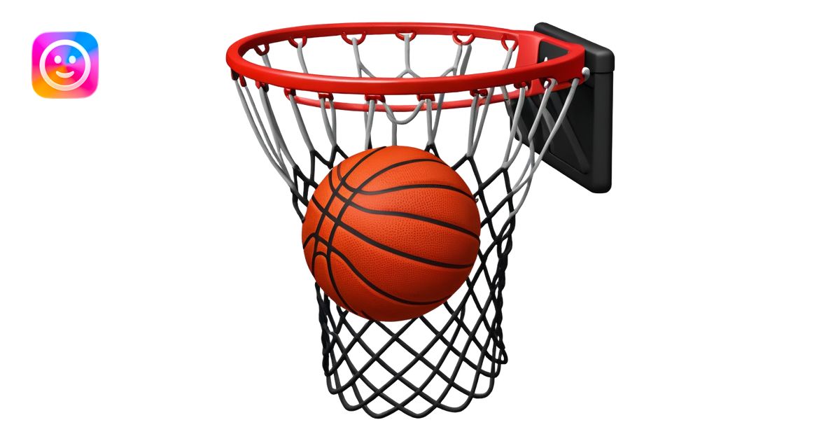 Red and black basketball halfway through net, freeze frame moment, iOS ...