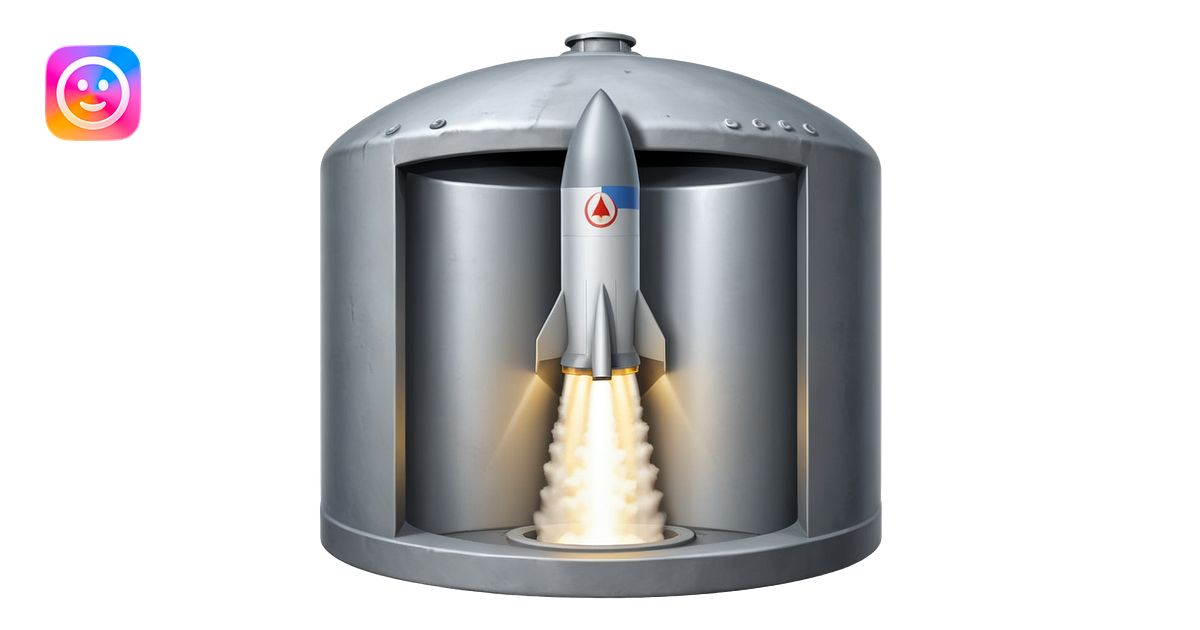 grey missile silo hatch open, and the top two thirds of a white nuclear ...