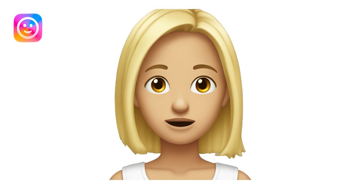 Blonde girl saying “I’m sorry I was a stink” emoji | AI Emoji Generator