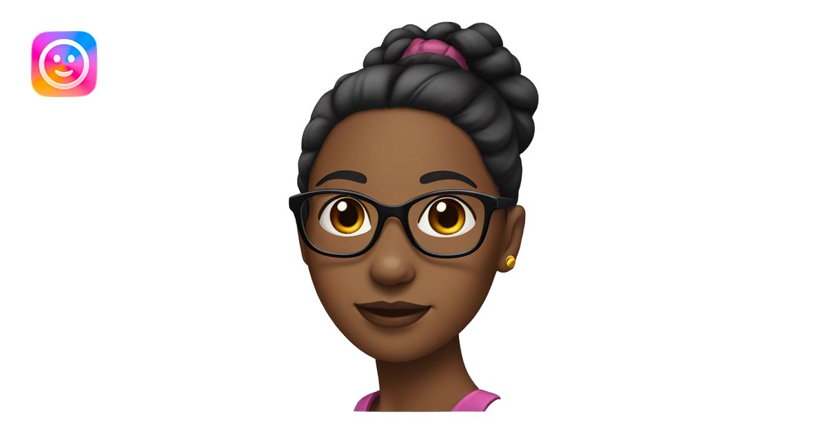 black girl with slick back ponytail and nose piercing and glasses emoji ...