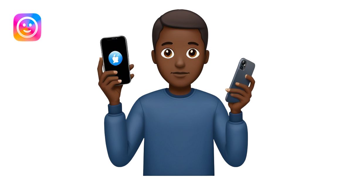 Black man holding an iPhone 14 Pro emoji | AI Emoji Generator