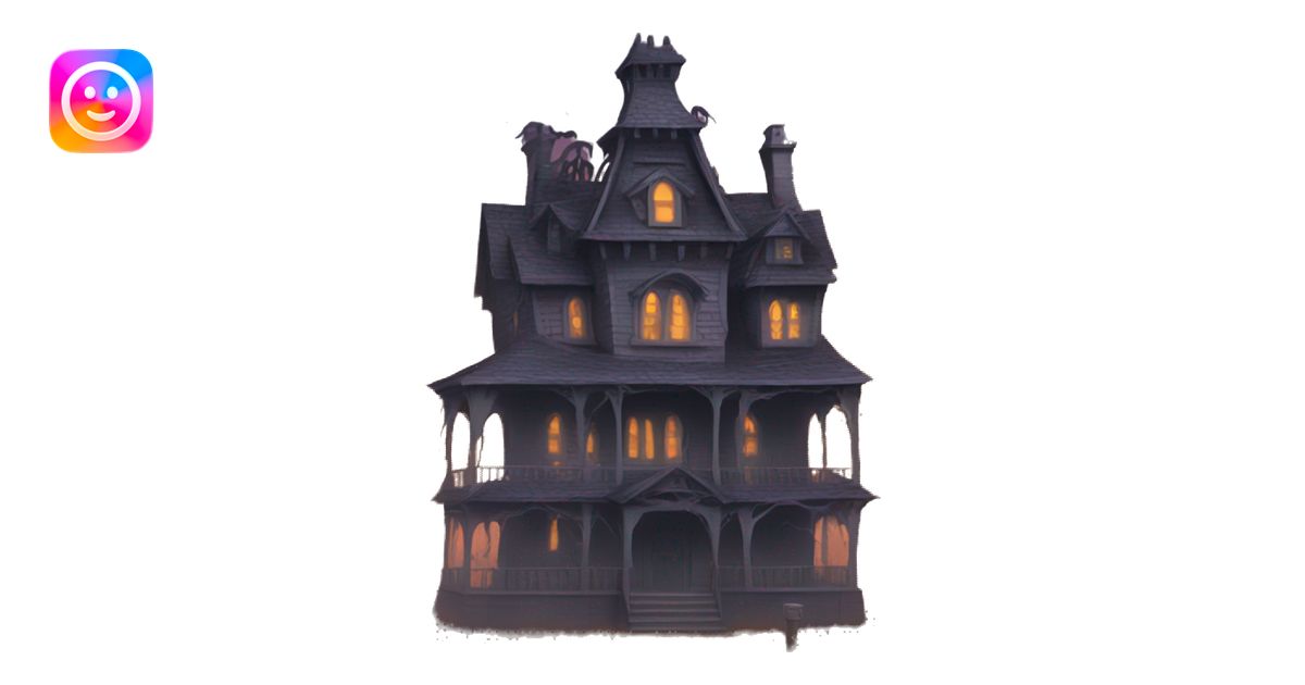 Haunted House with spooky trees emoji | AI Emoji Generator