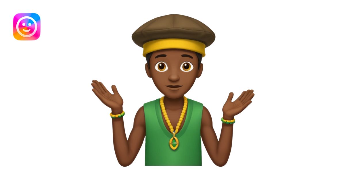 Lanky black guy with hunchback with hands out and Jamaican hat emoji ...