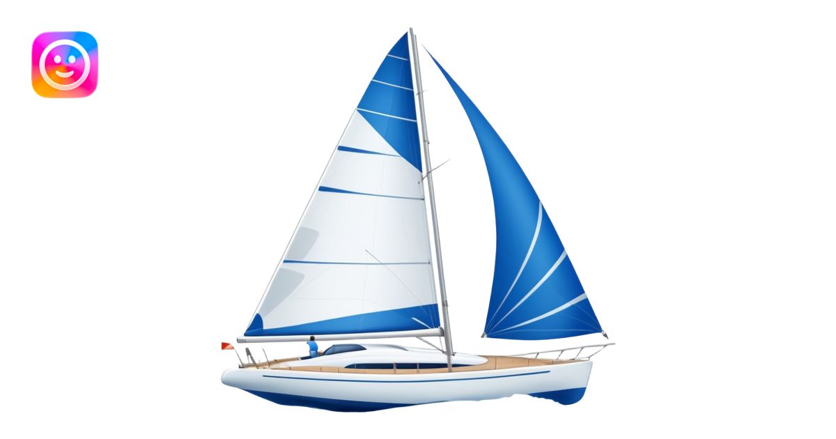A sleek sailboat emoji with visible wind gust lines and flowing sails ...