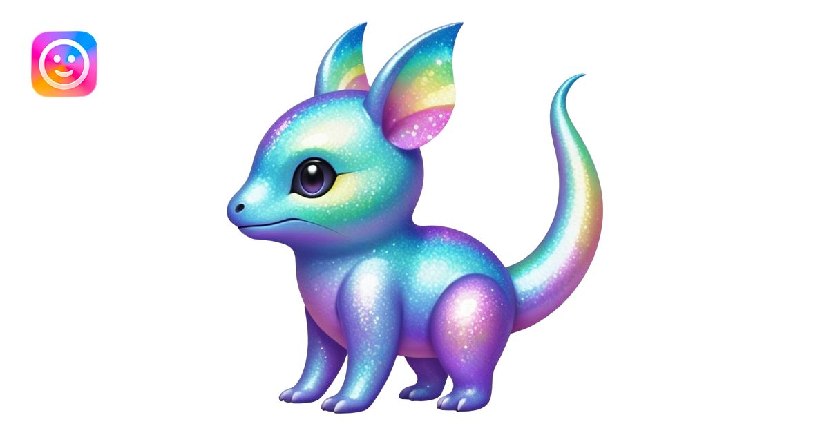 Pastel glittery Randomly-colored sparkly exotic Fakémon-creature emoji ...