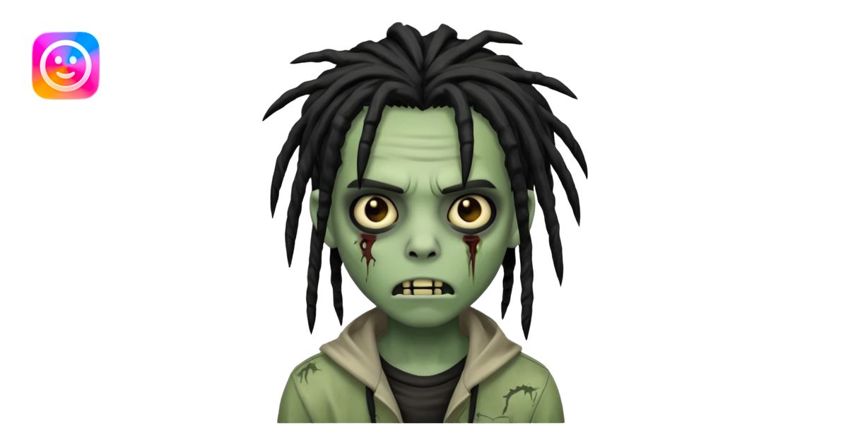 boy zombie with black dreadlocks, emo style, expressive face emoji | AI ...