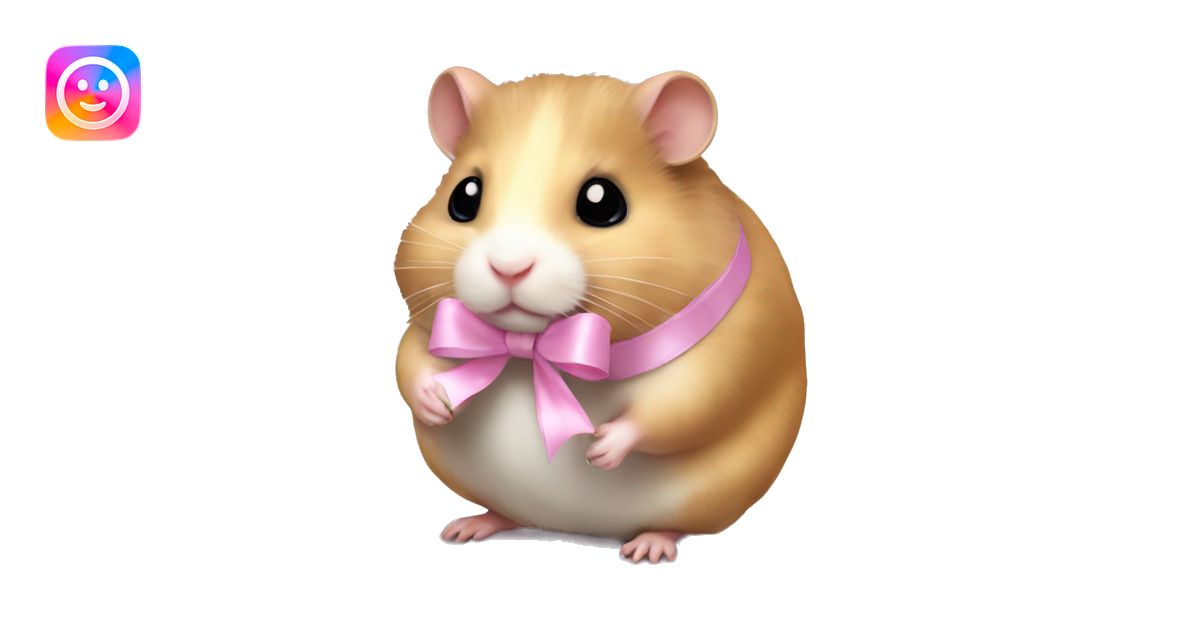 full body hamster with light pink ribbon bow emoji | AI Emoji Generator