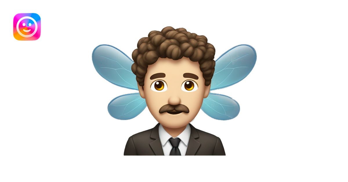 Fly buzzing around a man with brown hair and mustache emoji | AI Emoji ...