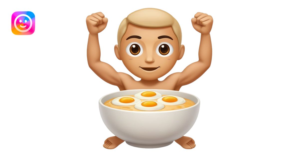 Breakfast bowl with a face on the bowl and arms and legs ready for gym ...