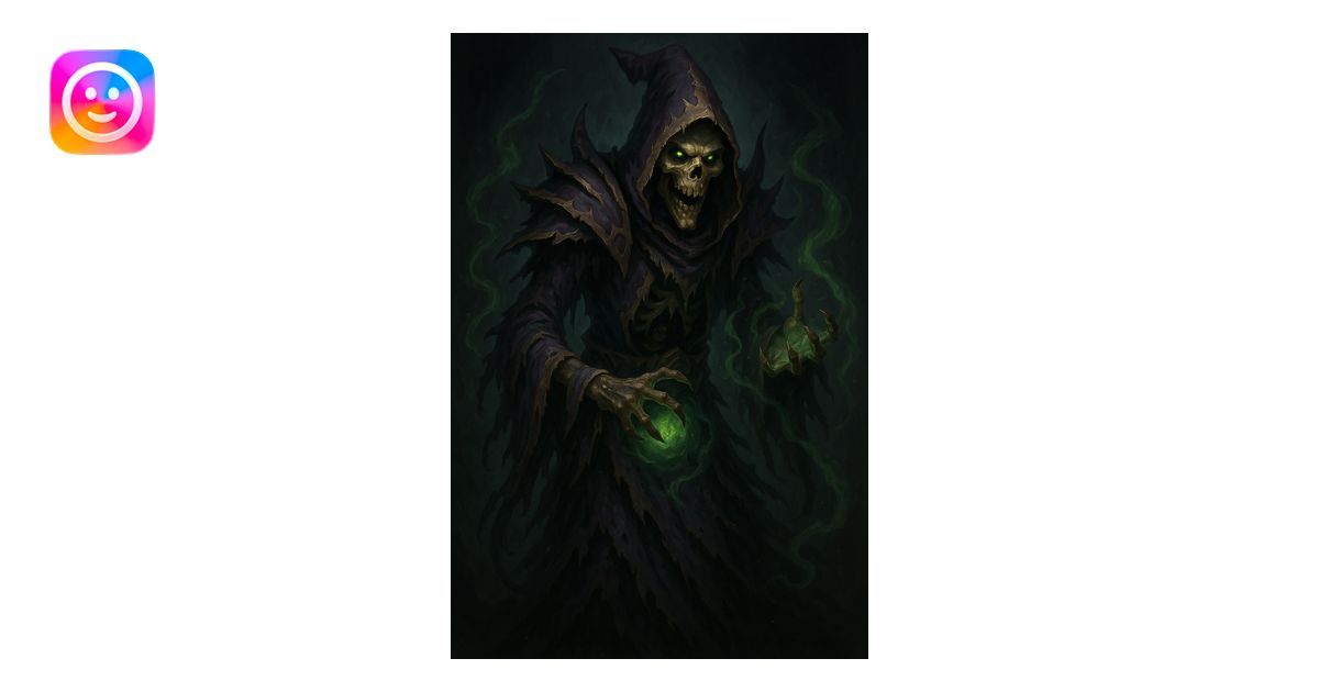 undead mage, World of Warcraft fantasy, tattered robes, magical aura ...
