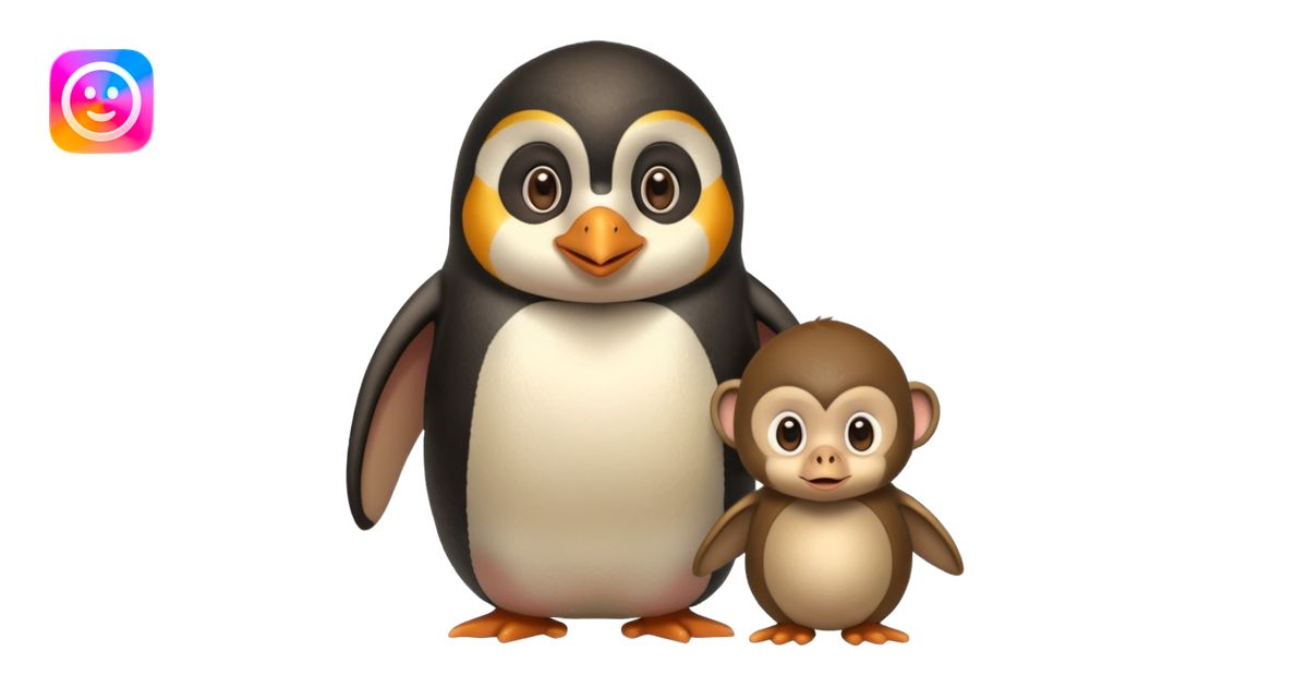 Penguin et singe a un enfant qui a 20 emoji | AI Emoji Generator