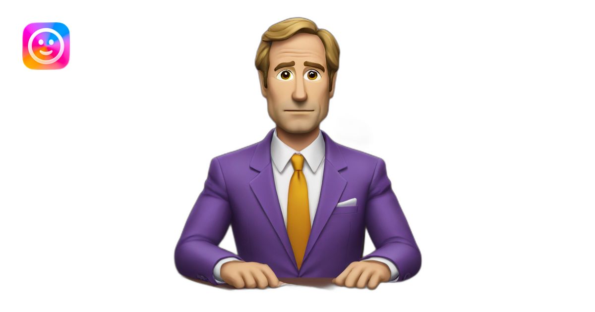 Saul Goodman sitting on his desk in a purple suit emoji | AI Emoji ...