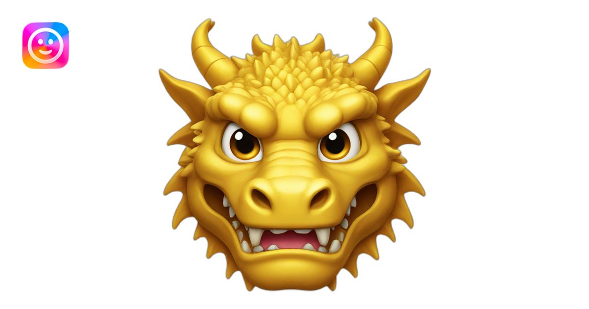 Full golden dragon face emoji | AI Emoji Generator