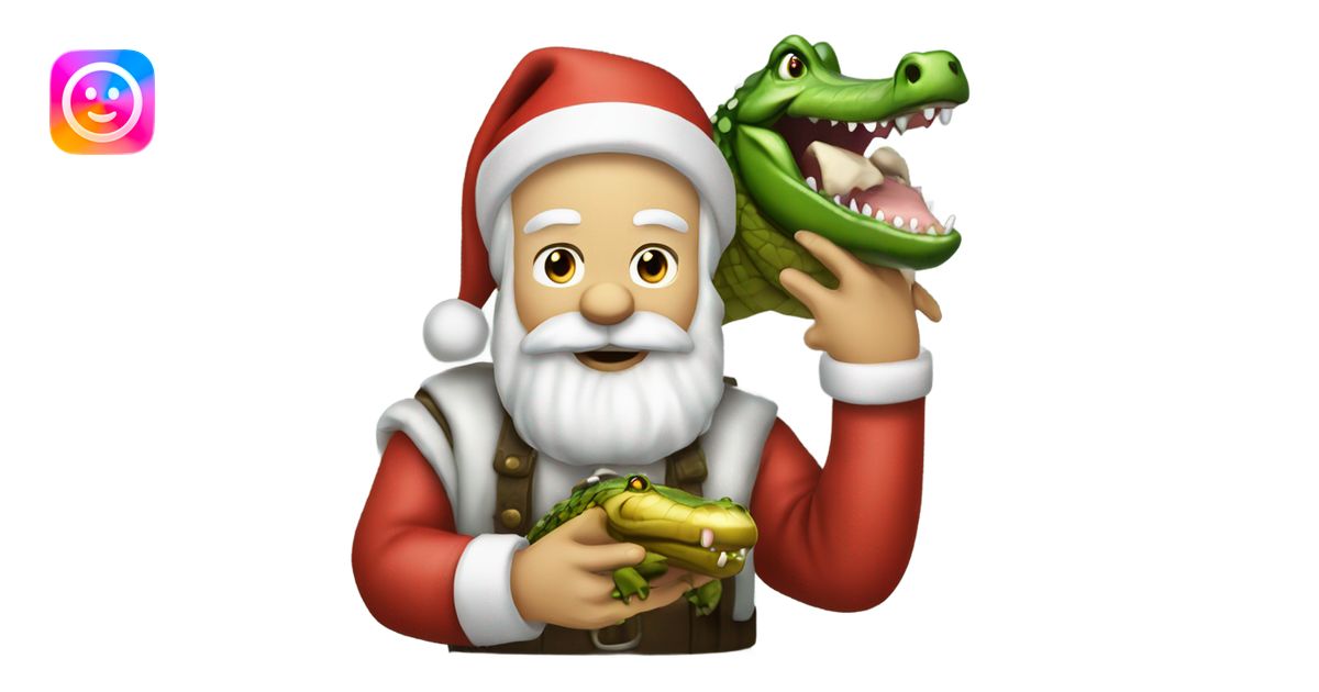 Redneck santa eating an alligator emoji | AI Emoji Generator